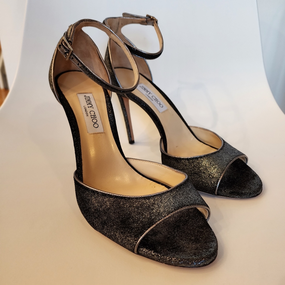 Jimmy Choo Annie Metallic Fabric Heels - Gem